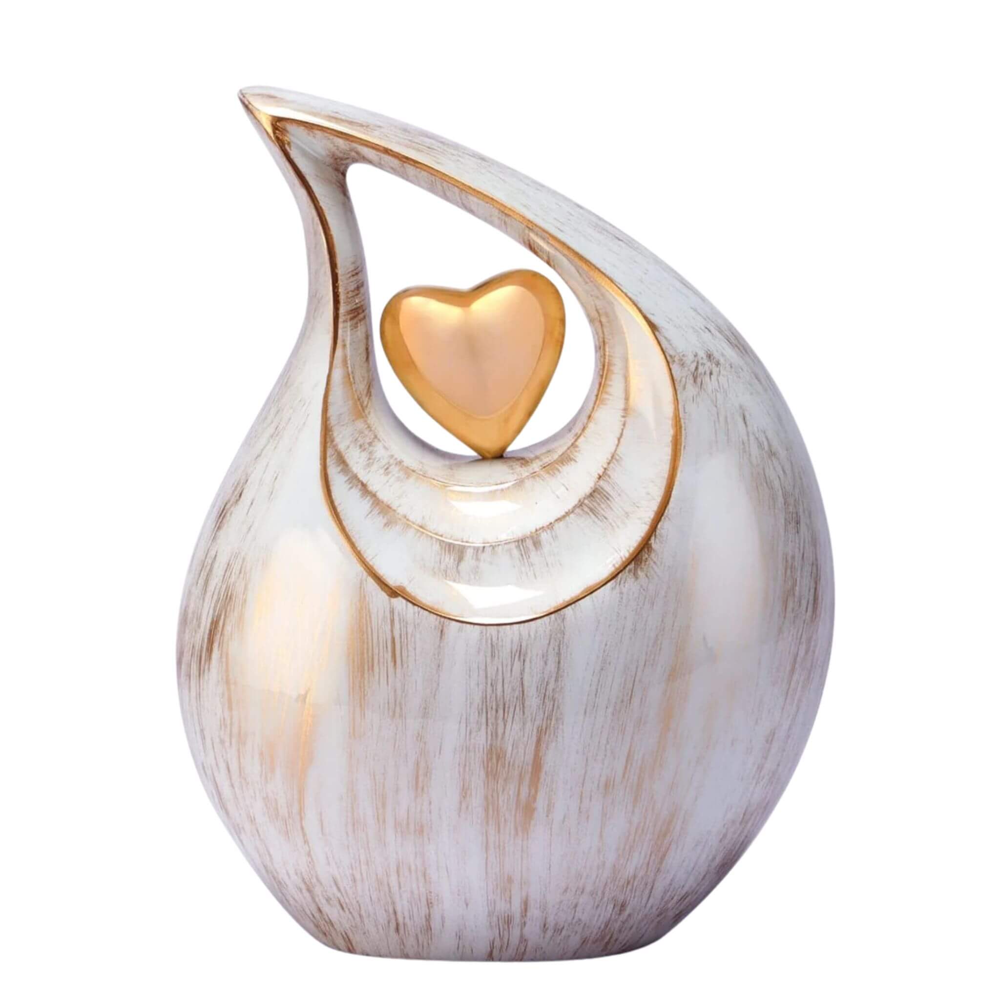 White and Gold Teardrop Urn - Elegant Memorial Keepsake – Forever Urns